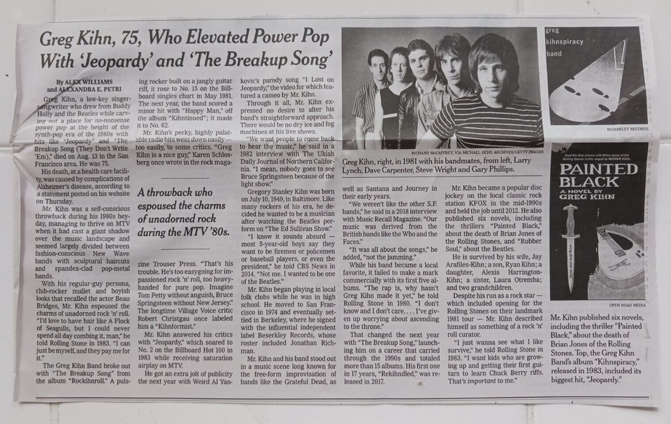 Happy Traum 86 Obituary New York Times Folk Singer Greg Kihn 75 ...