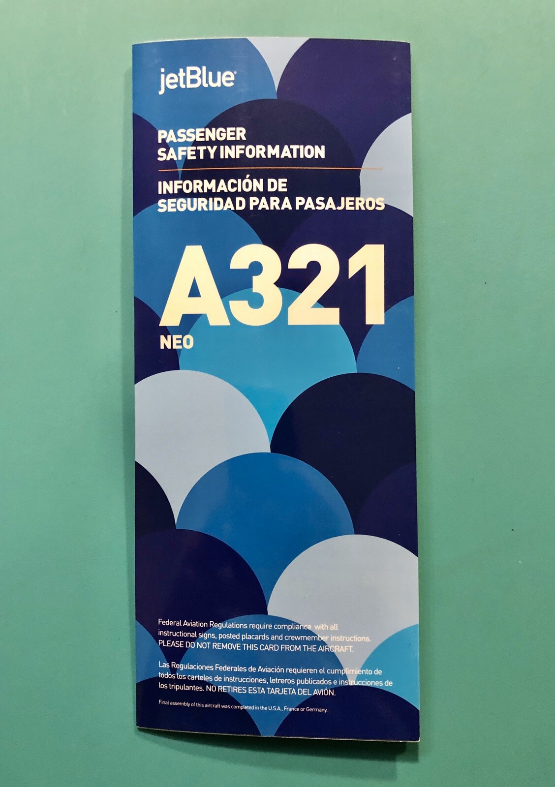 2018 JETBLUE SAFETY CARD-- AIRBUS 321 NEO | eBay