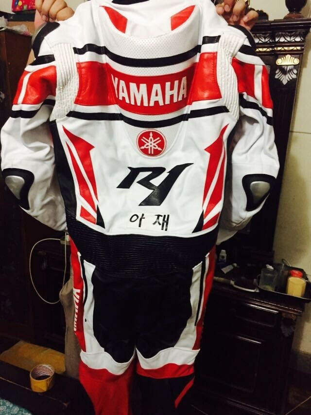 Motorbike leather suit Yamaha Racing Suit Cowhide leather CE approved ...