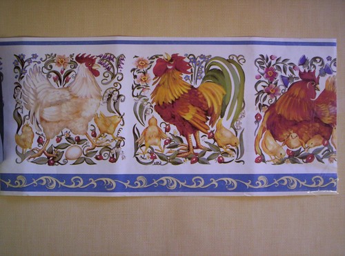 ROOSTER, HEN, & BABY CHICKENS KITCHEN PREPASTED WALLPAPER BORDER ...