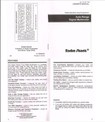 Multimeters - Digital Multimeter Instruction Manual