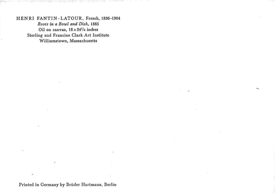 VTG Postcard Art Henri Fantin-Latour Roses Flowers | eBay