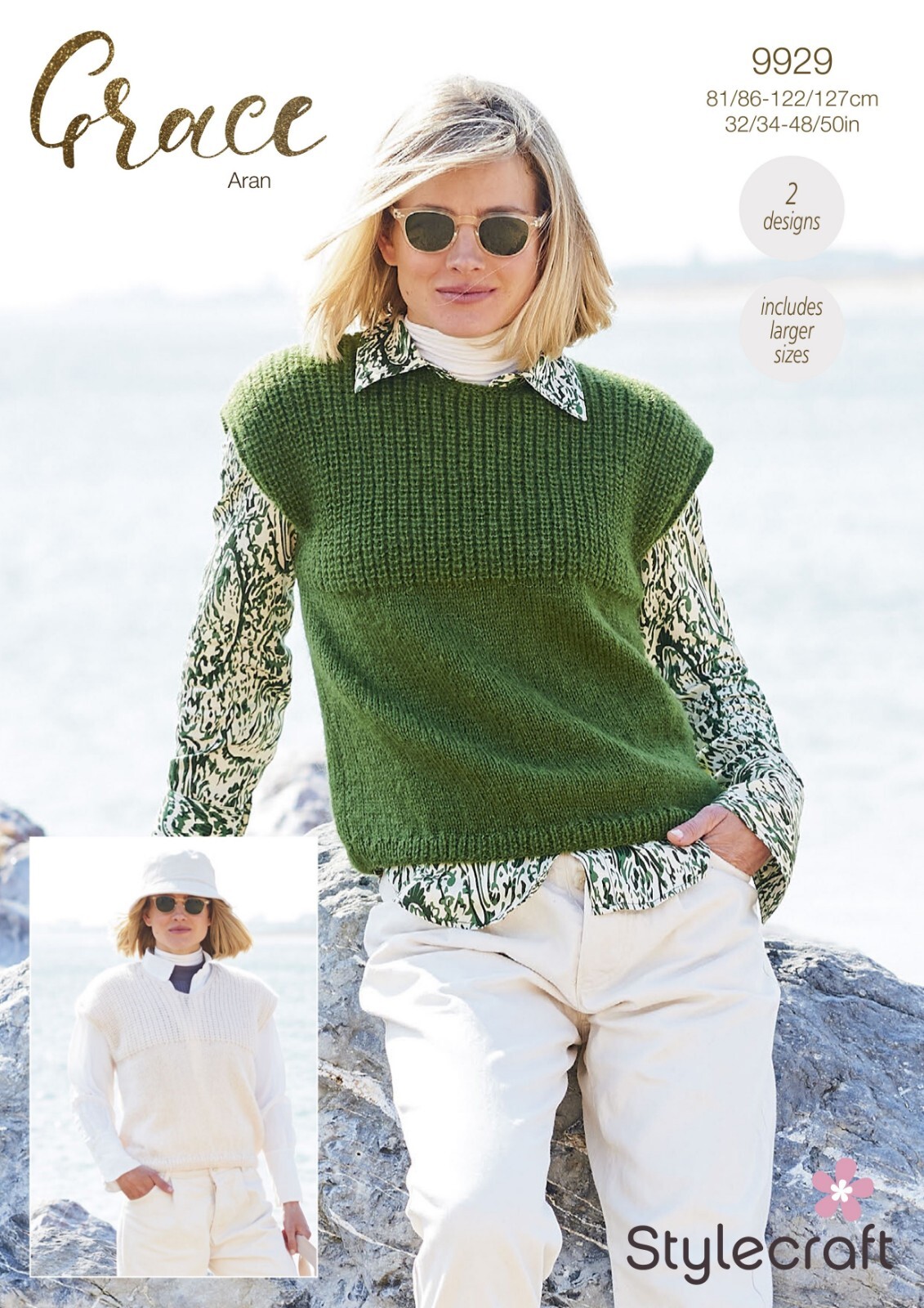 Stylecraft Grace Aran Knitting Pattern 9929 - Tank Tops | eBay UK