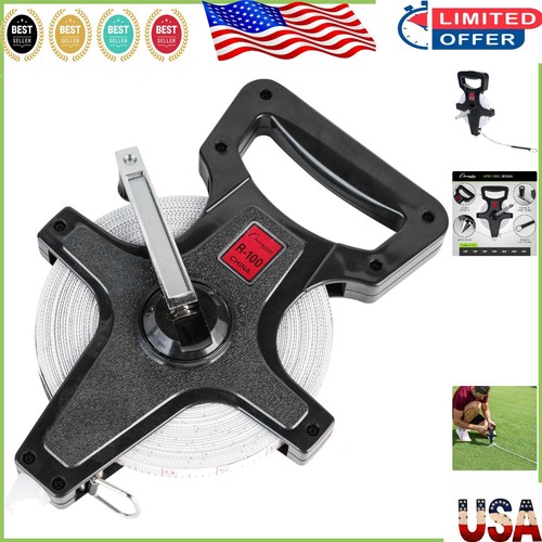 High-Visibility 100 ft Measuring Tape with Hand Crank - Ideal for Track ...