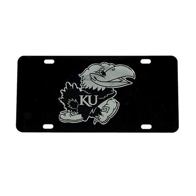 KU UNIVERSITY OF KANSAS Mirrored Black Jayhawk License Plate / Car Tag ...