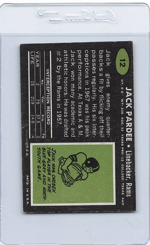 1969 Topps #12 Jack Pardee Rams EX/MT *DA-D7062 | eBay