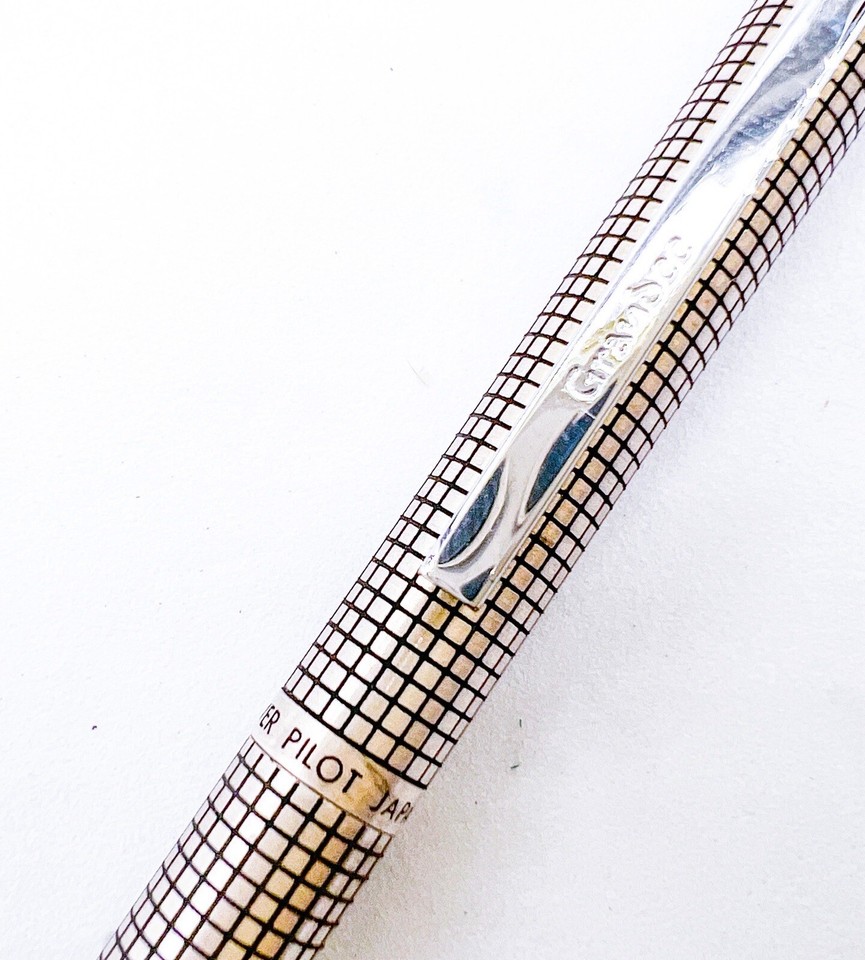 NOS Pilot japan grandee Sterling Silver ballpoint pen Twist Grid ...