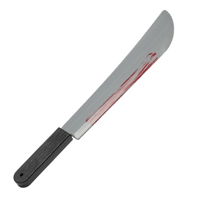 Halloween Plastic Machette Prop Toy Weapon Bloodied Machete Knife Fancy ...