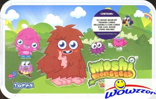 Topps Moshi Monsters Factory Sealed Collectors Tin-64 Cards with 8 Code ...