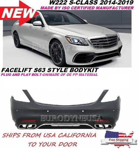 Mercedes Benz W222 S Class AMG Style 2018-2020 S63 S65 Rear Bumper Body ...