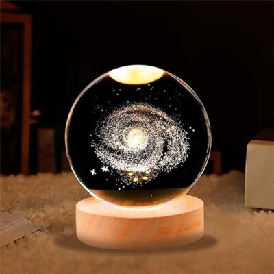 Unique 3D Crystal Ball Lamp with Galaxy and Planetary Projections USB ...