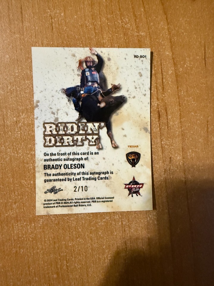2024 Leaf PBR - Brady Oleson - Crystal Ridin' Dirty Auto #d 2/10 | eBay