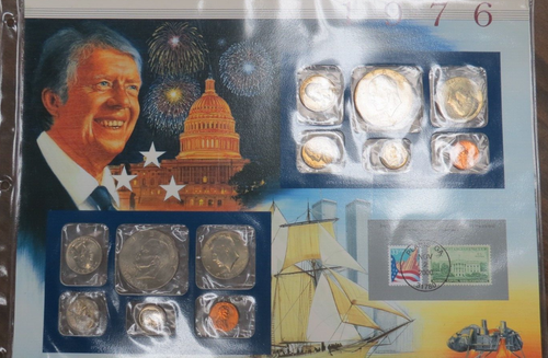 1976 PHILADELPHIA & DENVER 12 COIN SET WITH STAMPS JIMMY CARTER USA | eBay