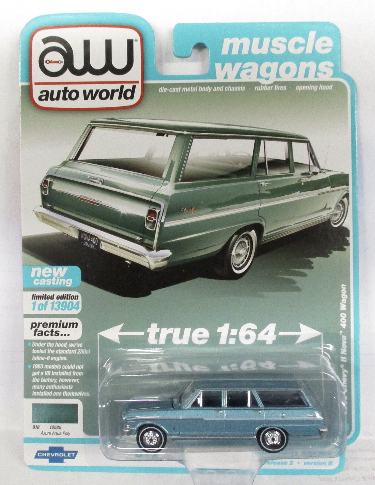 AUTOWORLD MUSCLE WAGONS 1963 CHEVY II NOVA 400 WAGON AZURE AQUA POLY | eBay