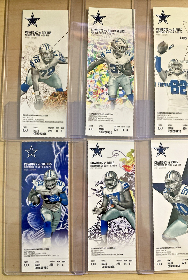 Dallas Cowboys 2019 Full Ticket Stubs Season Set Playoffs D. Jones NFL ...