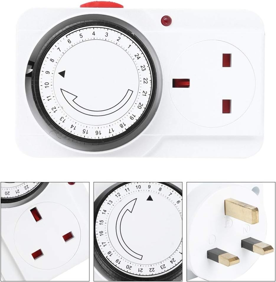Plug In Timer 24 Hour White 1 to 3 Pack 3 Pin Plug Mains Timer With ...