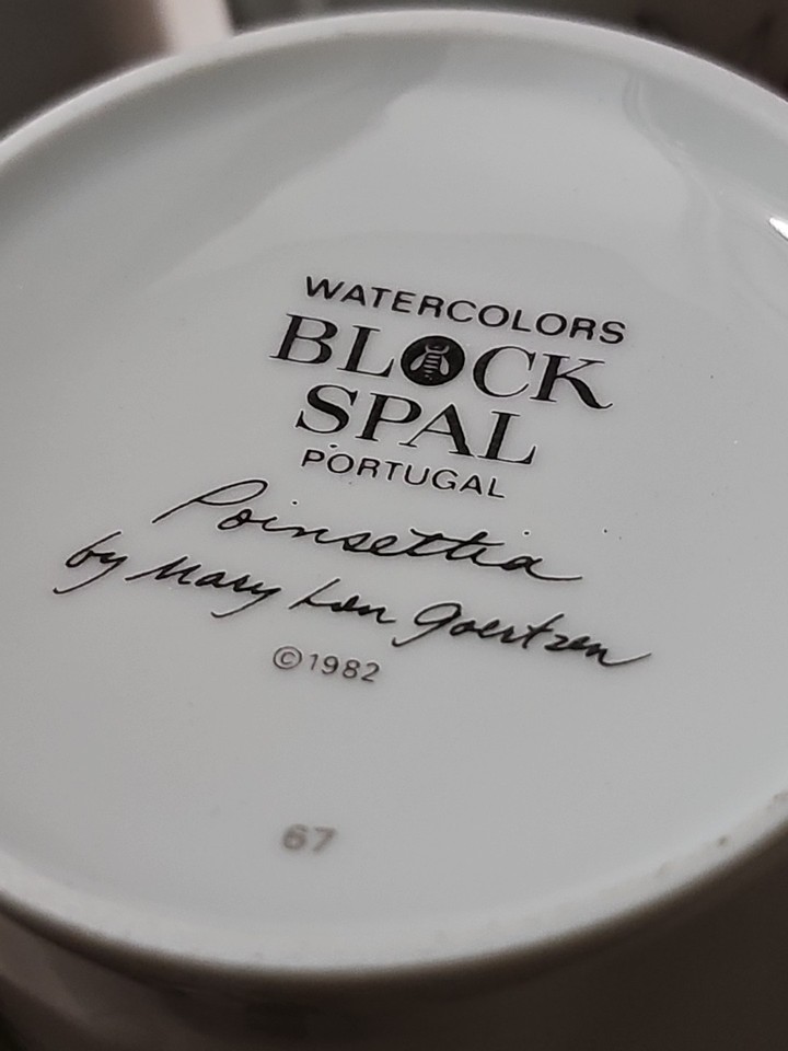 1984 Watercolors Block Spal Portugal Poinsettia porcelain tea cup ...