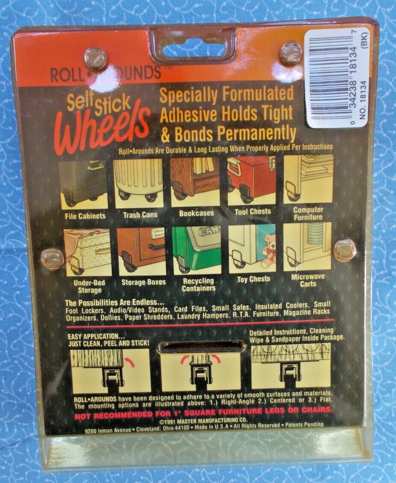 Self Stick Wheels 4 Pack, Roll Arounds Makes Almost Anything Mobile ...