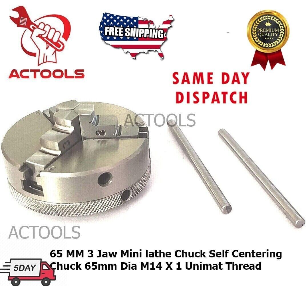 3 Jaw 65mm Mini lathe Chuck Self Centering Chuck Dia. M14 X 1 Unimat ...