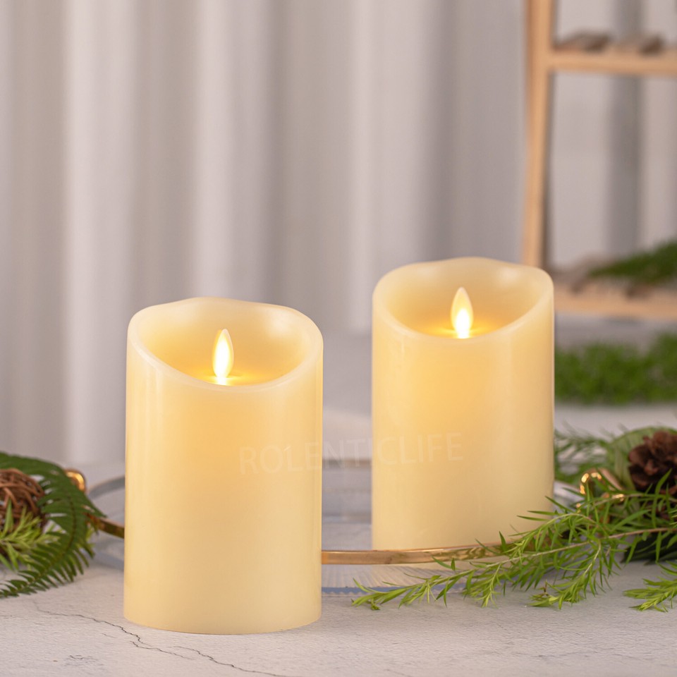 Luminara Flameless LED Battery Ivory Candles with Moving Wick Remote ...