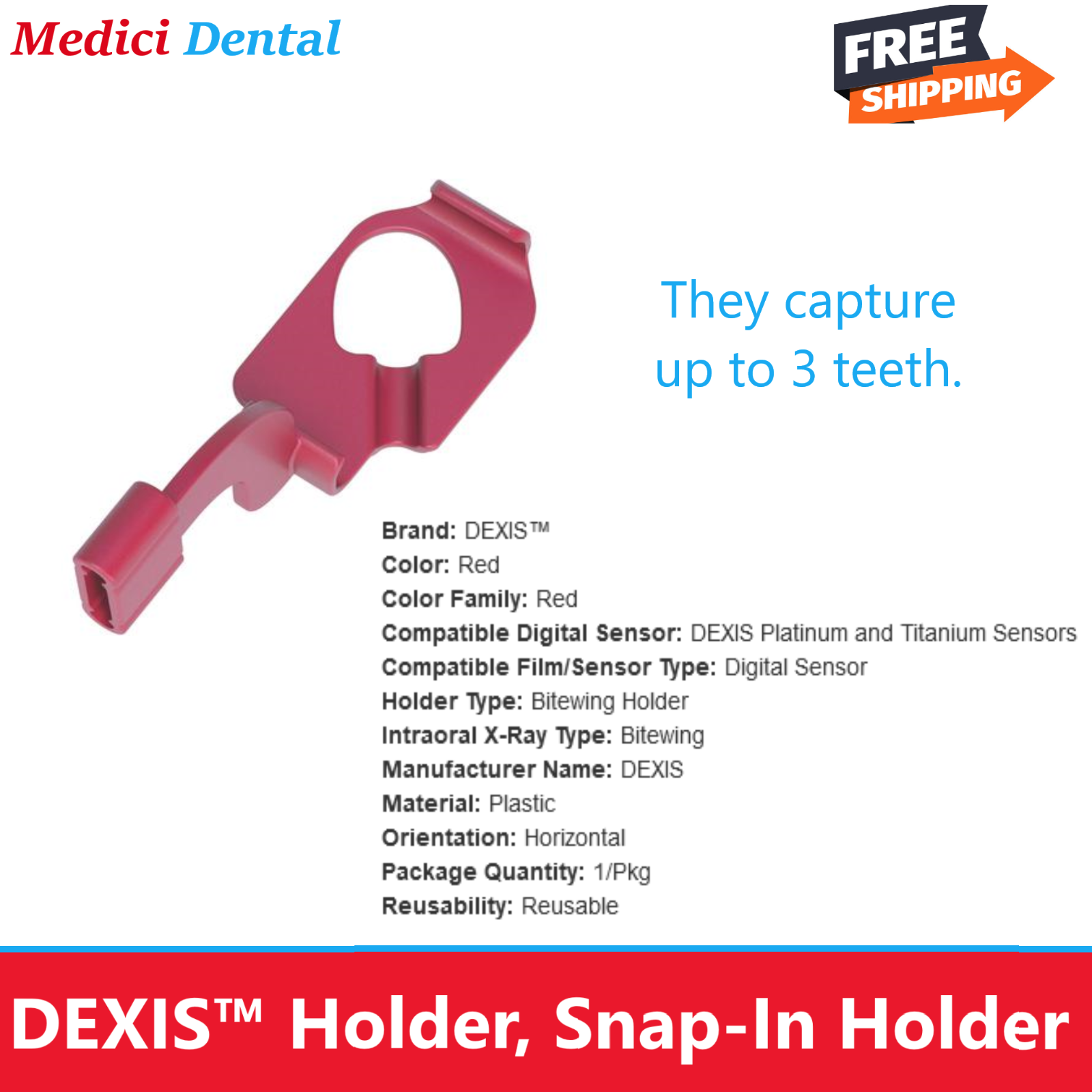 Dental X-Ray DEXIS Platinum and Titanium Sensors Digital Sensor Snap-In ...