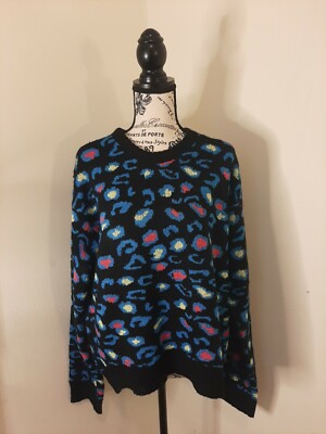 Joe Boxer Womens Plus High Low Long Sleeve Pullover Sweater Leopard ...