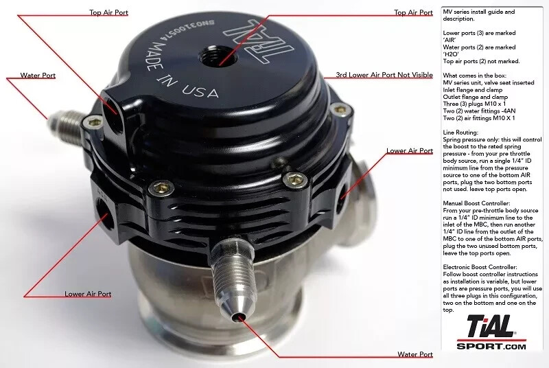 TiAL MV-R Black MVR 44mm Wastegate With V-Band and Flanges All Springs ...