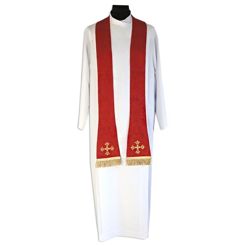 Overlay Roman STOLE for Priests, red damask, embroidery | eBay