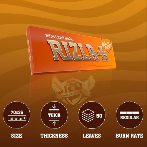 Rizla Orange RICH LIQUORICE Regular Size Rolling Papers 50 x Booklets ...