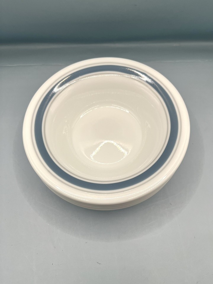 Corelle Indigo Blue & Slate Gray Striped Small Bowl Set Of 4 Vintage | eBay