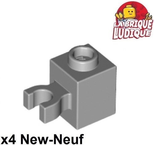 Lego 4x Brique Brick Modified 1x1 Vertical O Clip gris/light b gray ...