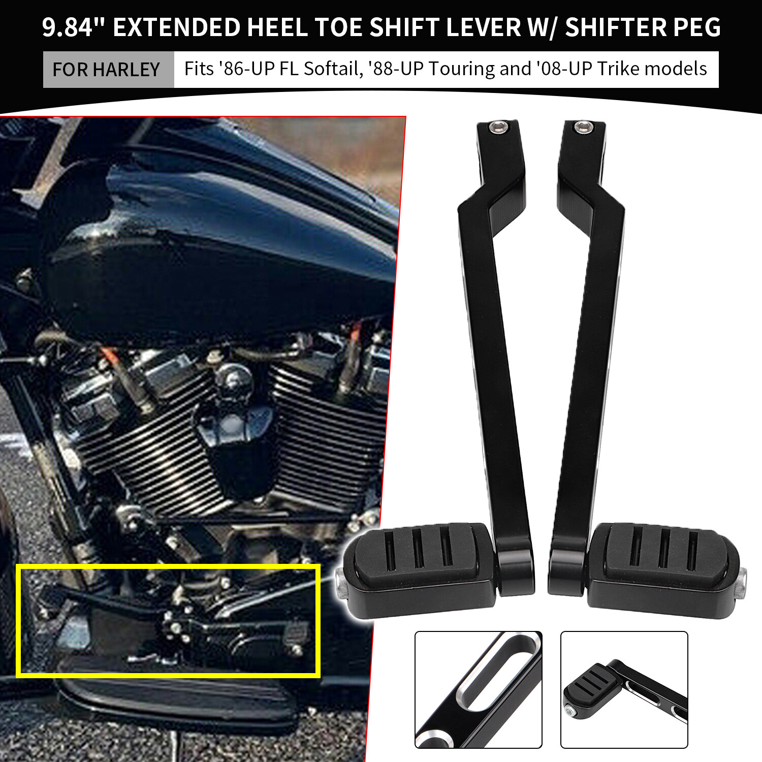 Extend Heel Toe Shift Shifter Lever Peg For Harley Road King Street ...
