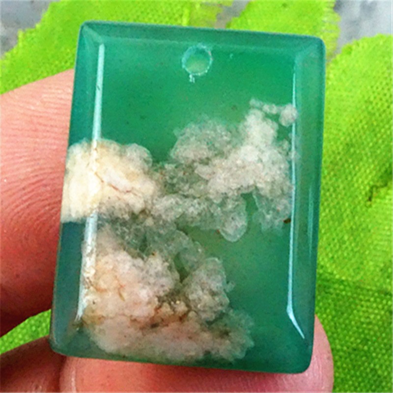 BR09348 27x20x7mm Natural Green Scenic Dendritic Agate Oblong Pendant ...