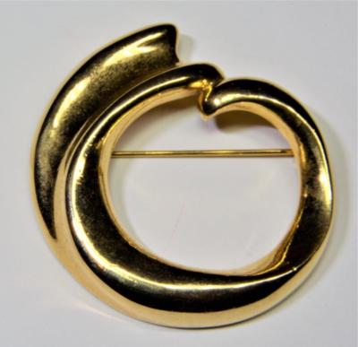 Signed VERDUCCI Goldtone Polished SWIRL Pin Brooch | eBay