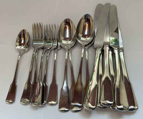 Oneida AMERICAN COLONIAL Cube Glossy Stainless Steel Flatware 17 Pieces ...