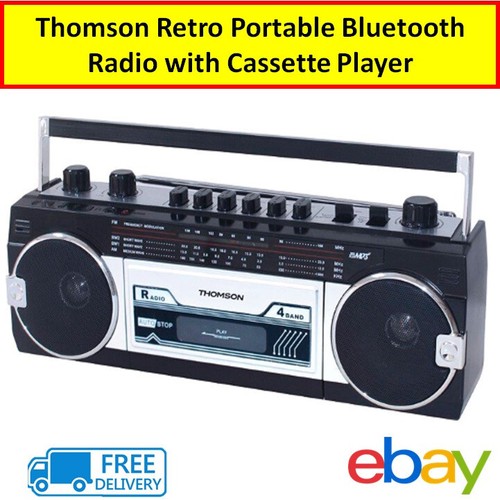 THOMSON Bluetooth Radio Cassette Player Tape Retro Portable USB/SD MP3 ...