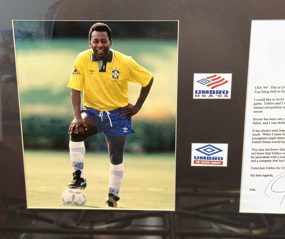 Pelé (Hand Signed) Personalized UMBRO Soccer USA 1994 World Cup Letter ...