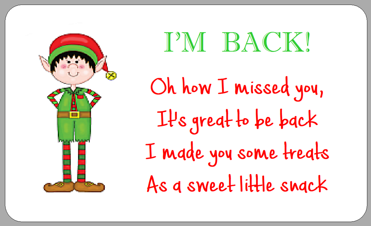 Cartoon Elves Backs Naughty Christmas Elves I'm Back Design Set Of 6