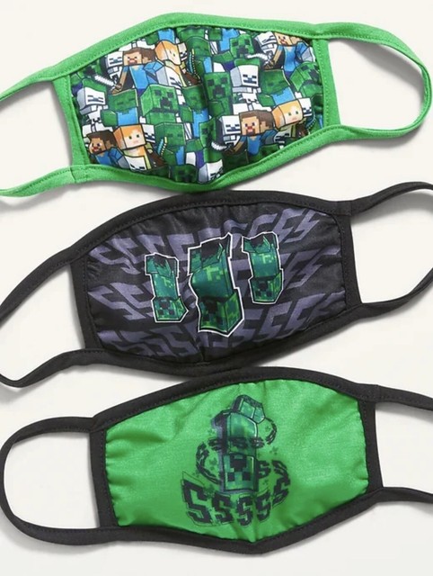 Minecraft Mojang Kids Face Mask 3 PK Childrens Video Game Face Covering ...