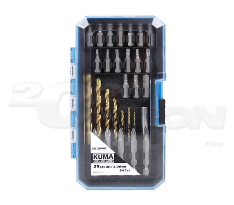 KUMA 29pc High Speed Steel HSS Twist Drill Drilling Screwdriver Bits ...