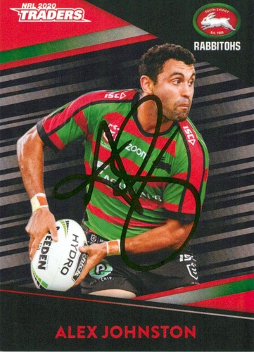Signed 2020 SOUTH SYDNEY RABBITOHS NRL Card ALEX JOHNSON Black Parallel ...