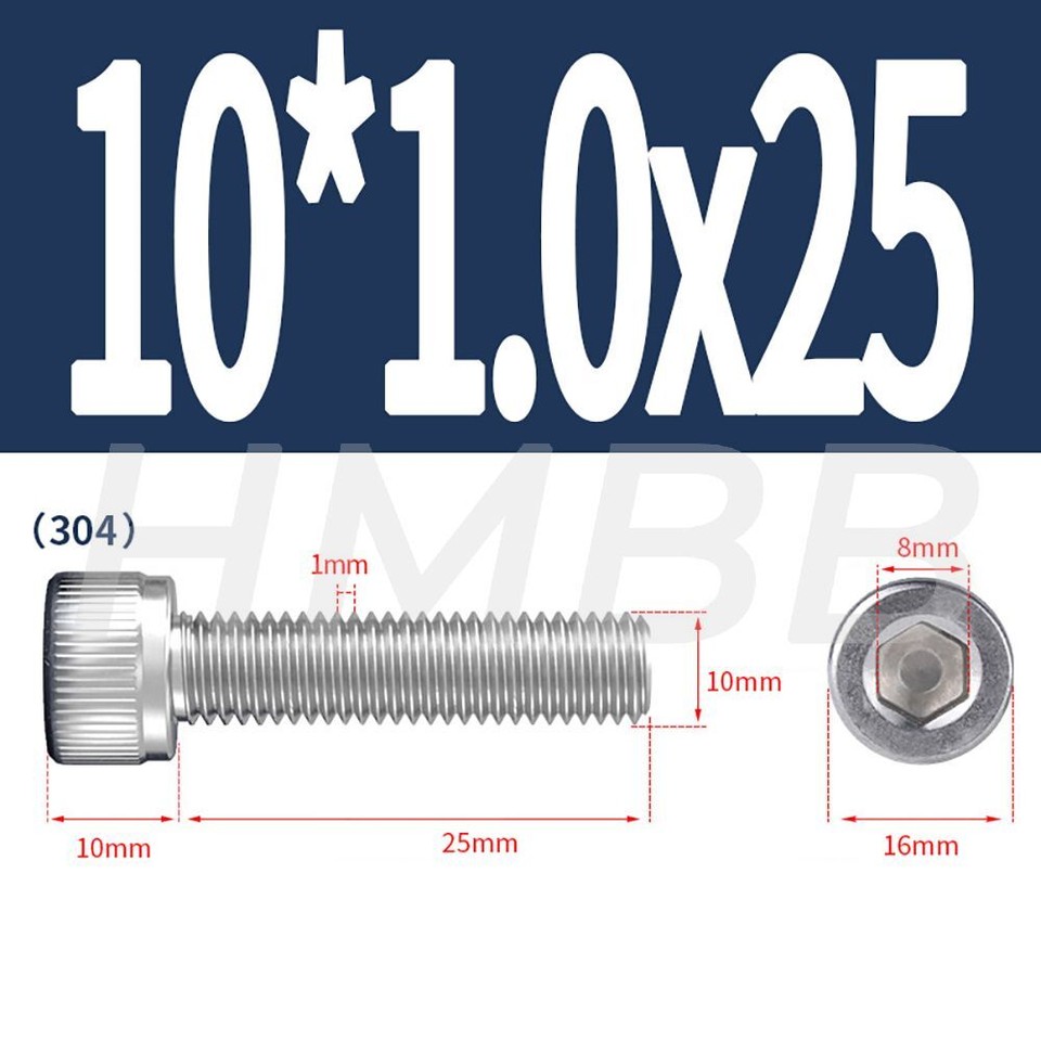 M6 M8 M10 M12 Fine Pitch Thread Socket Cap Head Screws Allen Key Bolts ...