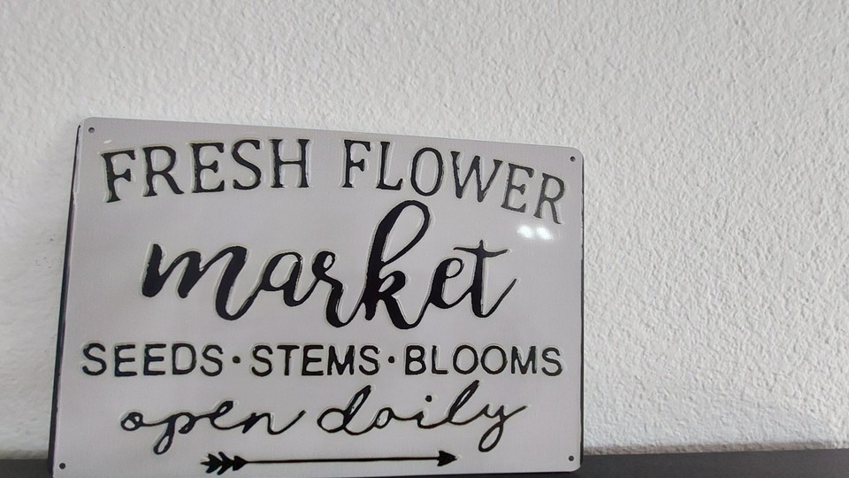 Small Fresh Flower Market Metal Sign Kitchen Farmhouse French Country ...