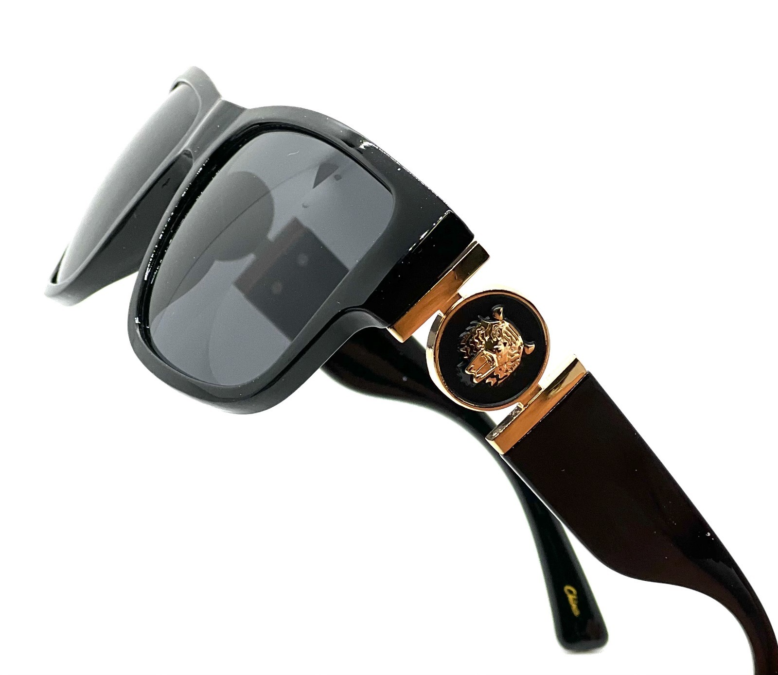 Men Sunglasses Dark Lens Rappers Retro Style Shades Gold Lion Head ...