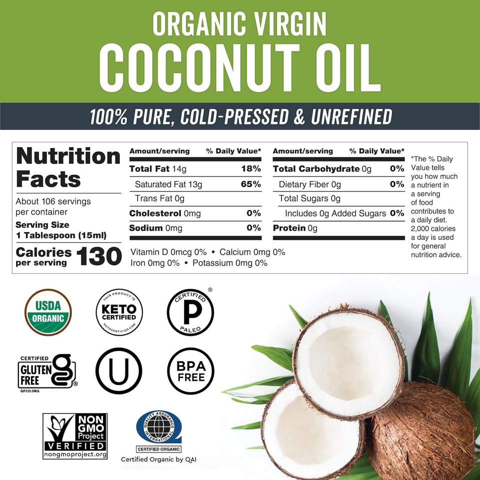 Aceite De Coco Organico Extra Virgen Para Cabello Piel Comestible ...
