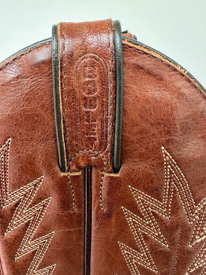 Boulet Wide Toe Western Boot, Whip Stitch Full Grain Leather Men’s Size ...