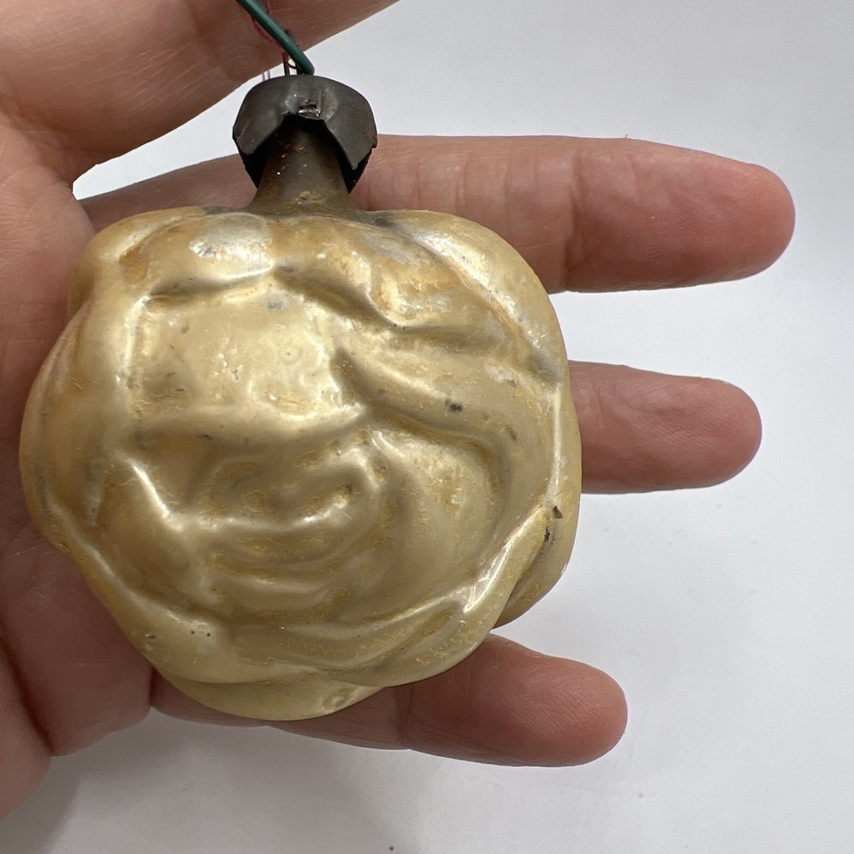 Antique German Glass Christmas Figural Ornament Gold Rose Flower -1900 ...