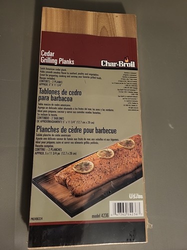 Char Broil Cedar Grilling Planks 2 Pack Sealed Bold Smoky Flavor Kick ...