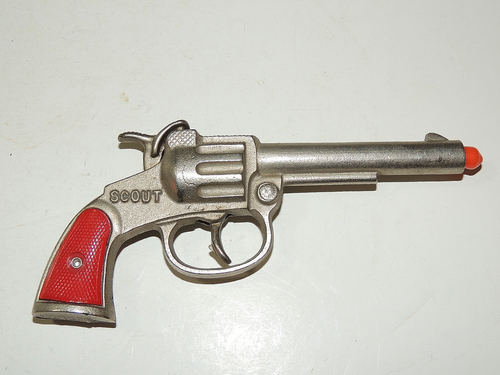 Vintage 1940 Stevens "SCOUT" Cast Iron Toy Cap Gun 6 1/4" Long, Red ...