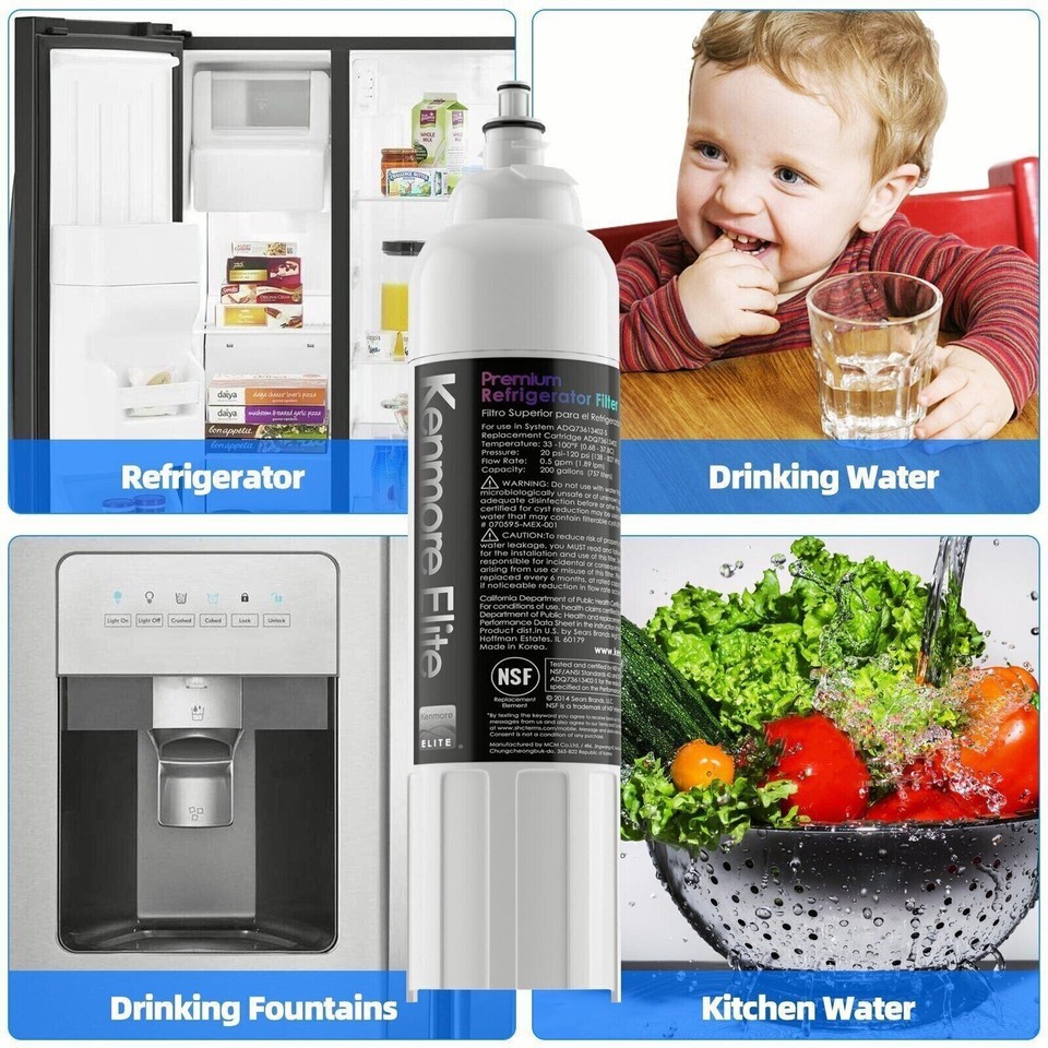 New 1-4 Pack Kenmore Elite 9490 46-9490 Refrigerator Water Filter Fit ...